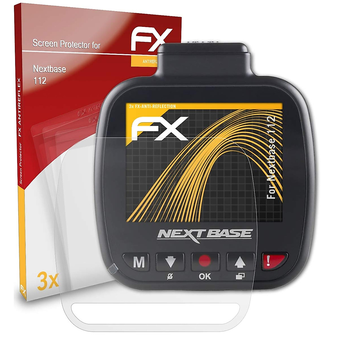 atFoliX Screen Protector compatible with Nextbase 112 Screen Protection Film, anti-reflective and shock-absorbing FX Protector Film (3X)