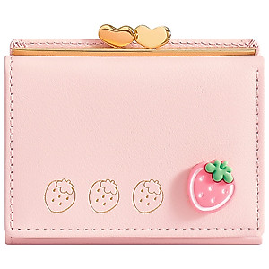 YINHEXI Wallet Card Holder, Small Bifold RFID Blocking Purse, Cute Small Leather Pocket Wallet for Women, Girls, Ladies (Baby Pink)