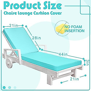 Ganeen Waterproof Chaise Lounge Cover Slip Covers for Outdoor Cushions for Patio Furniture 72 x 21 x 3 Inch Outdoor Cushion Slipcovers Lounge Chair Covers Outdoor with Zipper Ties for Lawn (Classic)