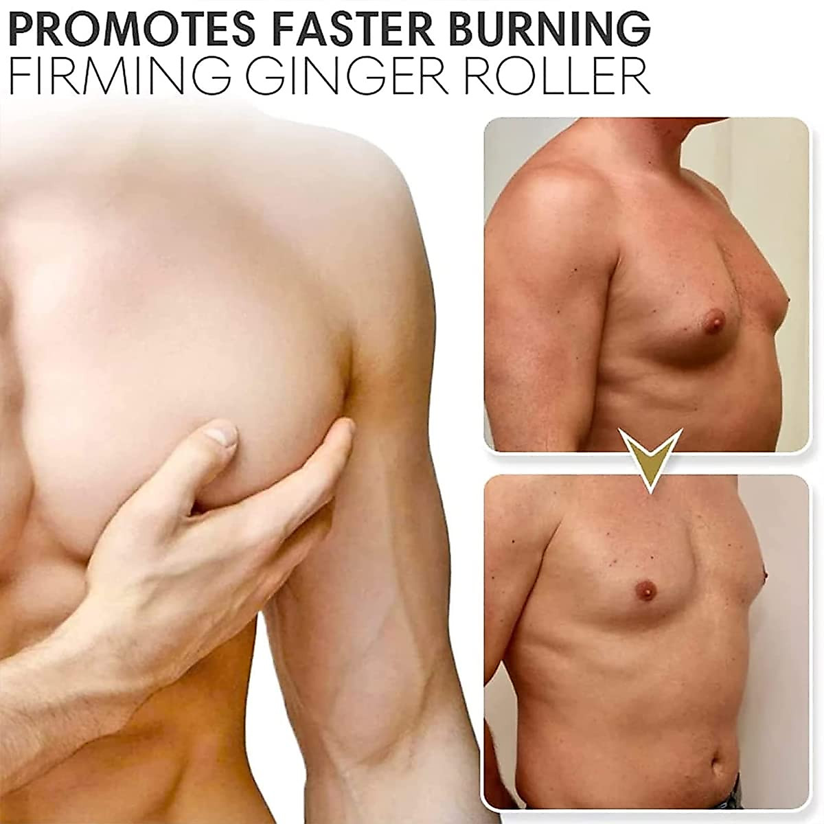 SUNRHYME PacX Gynecomastia Firming Ginger Roller, Gynecomastia Tightening Ginger Cream, Natural Tightening Ginger Cream Make Chest Shape Tough and Strong (1Pcs)