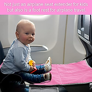 Kids Airplane Footrest, Lightweight Foldable Toddler Airplane Seat Extender Portable Toddler Travel Bed Kids Airplane Travel Essentials Airplane Travel Accessories for Kids (Pink)