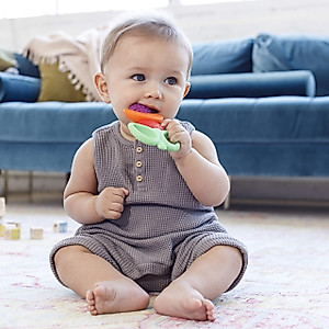 Infantino Lil' Nibbles Textured Silicone Teether -Sensory Exploration and Teething Relief with Easy to Hold Handles, Multicolor Fruit Kabob