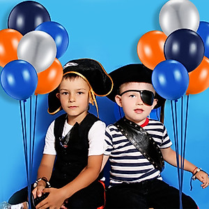 133 Pcs Space Balloons, Royal Navy Blue Orange Metallic Silver Latex Balloons, Outer Space Party Favors 5 10 Inch Balloon Arch Garland Kit Kids Outer Space Birthday Party Supplies