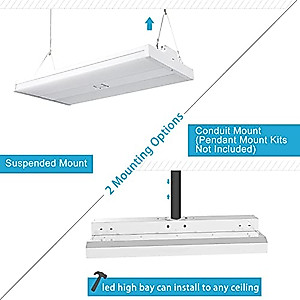 Lightdot 2 Pack LED High Bay Shop Light, 2FT (Large Area Illumination) 150W [Eqv.600W MH/HPS] 5000K Commercial Warehouse Linear Hanging Light for Workshop Energy Saving Upto 5600KW*2/5Yrs(5Hrs/Day)