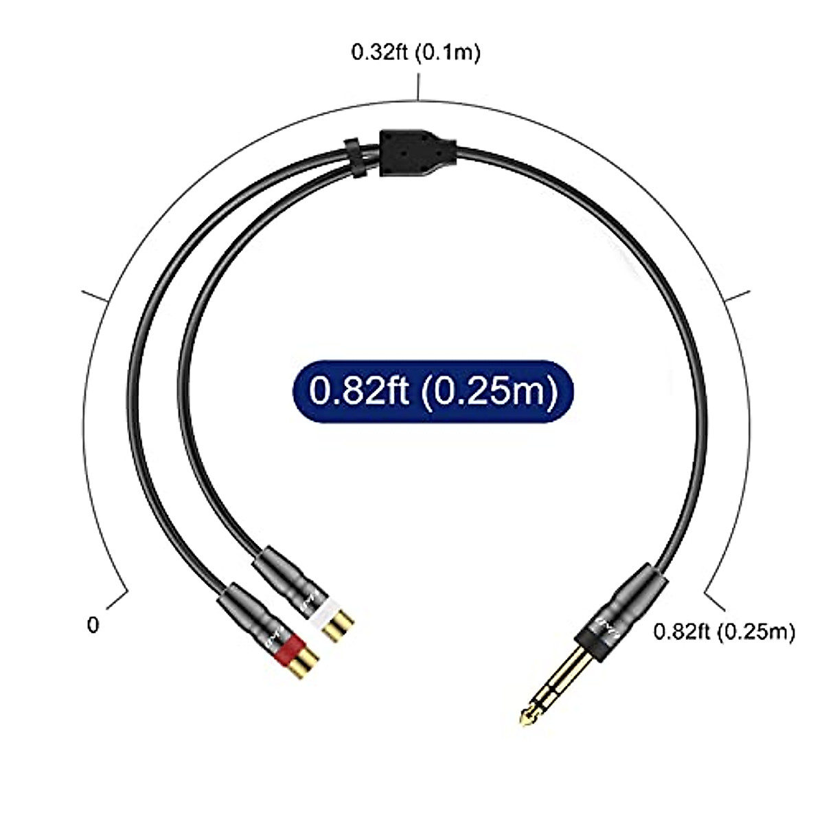 J&D 6.35 mm to 2RCA Cable, Heavy Duty Copper Shell Joint 6.35mm 1/4 inch Male TRS to 2 RCA Female Splitter Stereo Audio Adapter Cable, 0.8 Feet