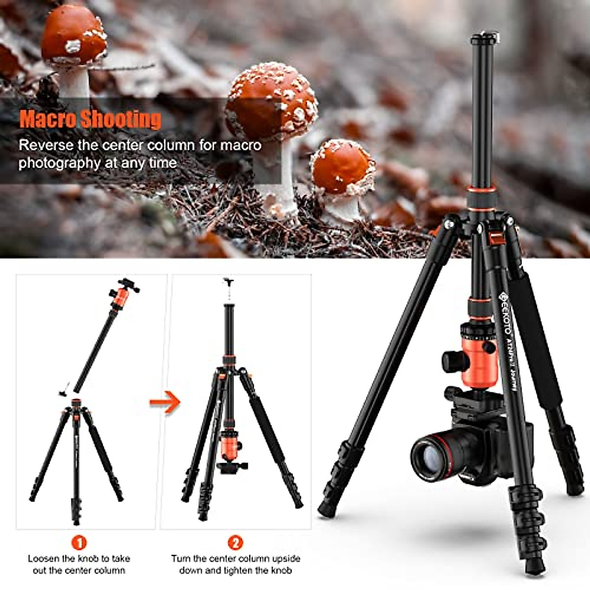 [Upgrade Version] GEEKOTO 77'' Tripod, Aluminum Camera Tripod Monopod, Foldable DSLR Tripod for Travel, Compact Tripod with 360 Panorama Ball Head Quick Release Plate for Travel and Work