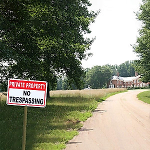 3 Pack Private Property No Trespassing Sign 10"x 7" .04" Aluminum Reflective Sign Rust Free Aluminum-UV Protected and Weatherproof