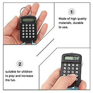 TOYANDONA 2pcs Mini Calculator Keychain Portable Cute Cartoon Calculator Electronic Pocket Calculator with Key Ring for Children Students School Supplies Key Decor (Black)