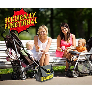 DC Comics Batman Grey Diaper Bag Includes Changing Pad and Bottle Pouch