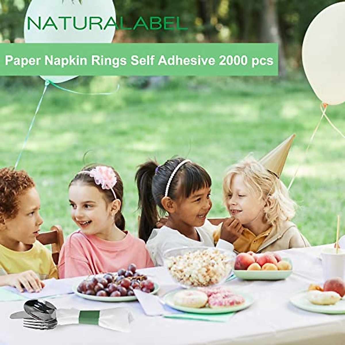NATURALABEL Napkin Band, Paper Napkin Rings Self Adhesive 2000-Count (Assorted)