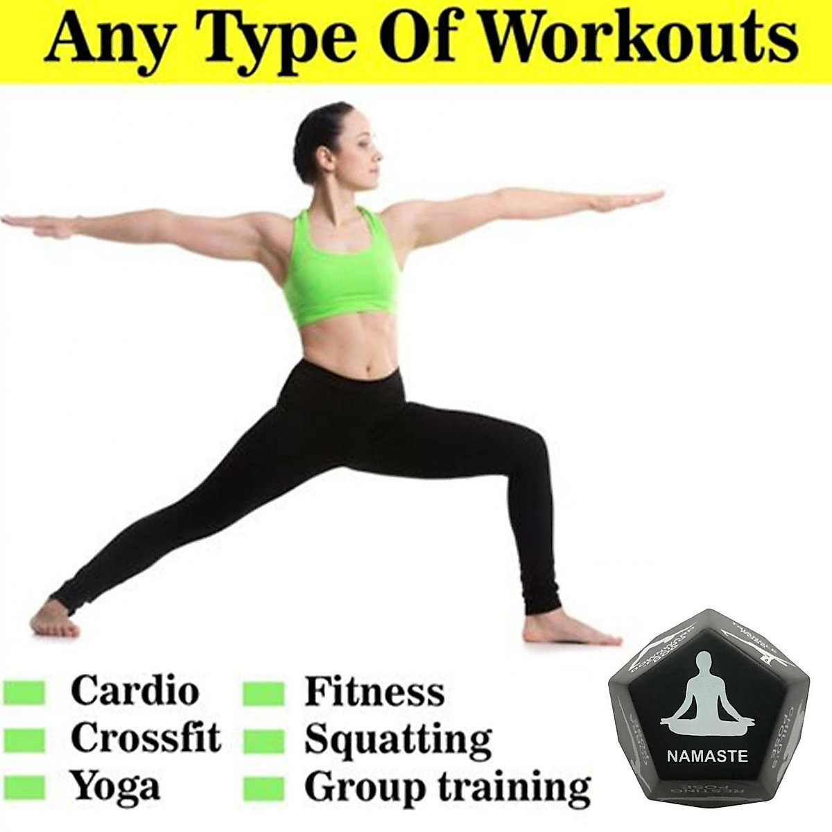 EUKK Yoga Exercise Dice, 12 Sided Fitness Dice Home Gym Equipment, PU Workout Dice for Full Body Workouts – Includes Yoga Dice