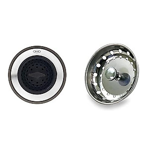 OXO Good Grips 2-in-1 Sink Strainer Stopper & Highcraft 97333 Kitchen Sink Basket Strainer Replacement for Standard Drains (3-1/2 Inch) Chrome Plated Stainless Steel Body With Rubber Stopper, Single