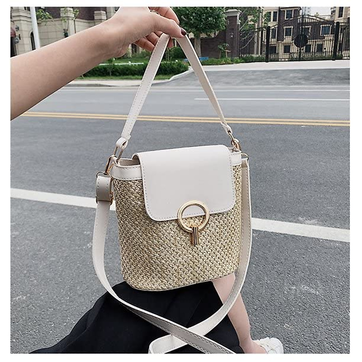 Elegant crochet purse crossbody bags for women purses cross body bag backpack handbags mini small womens backpacks work girls (Beige)