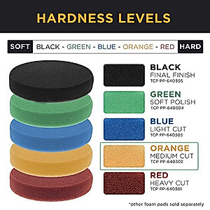 TCP Global 6.5" Orange Flat Medium Cut Grip Foam Polish Buff Pad - DA Hook & Loop