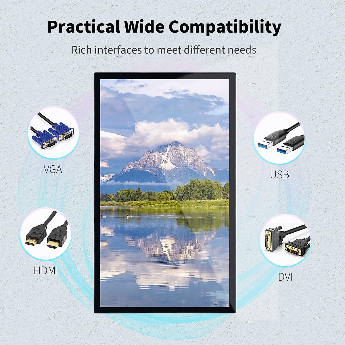 TouchWo 32 inch Capacitive Multi-Touch Screen Industrial Monitor, 16:9 Display 1920 x 1080P, Built-in Speakers, USB, VGA, DVI & HD-MI Ports, Digital Signage Displays and Player for Advertising