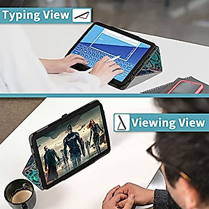 COOWPS Folio Case for Amazon Fire HD 10 (ONLY Fit 11th Generation, 2021 Release) and Fire HD 10 Plus Tablet - Slim Folding Stand Cover with Auto Wake/Sleep & Hand Strap, Mandala Flower