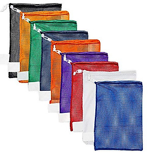 Champion Sports Mesh Sports Equipment Bag, Purple, 12x18 Inches - Multipurpose, Nylon Drawstring Bag with Lock and ID Tag for Balls, Beach, Laundry