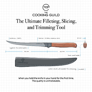 The Cooking Guild Professional Fillet Knife Fishing - 7" High Carbon Stainless Steel Boning Knife for Meat & Fish - Deboning Knife Filet Set incl. Leather Sheath for Butchering
