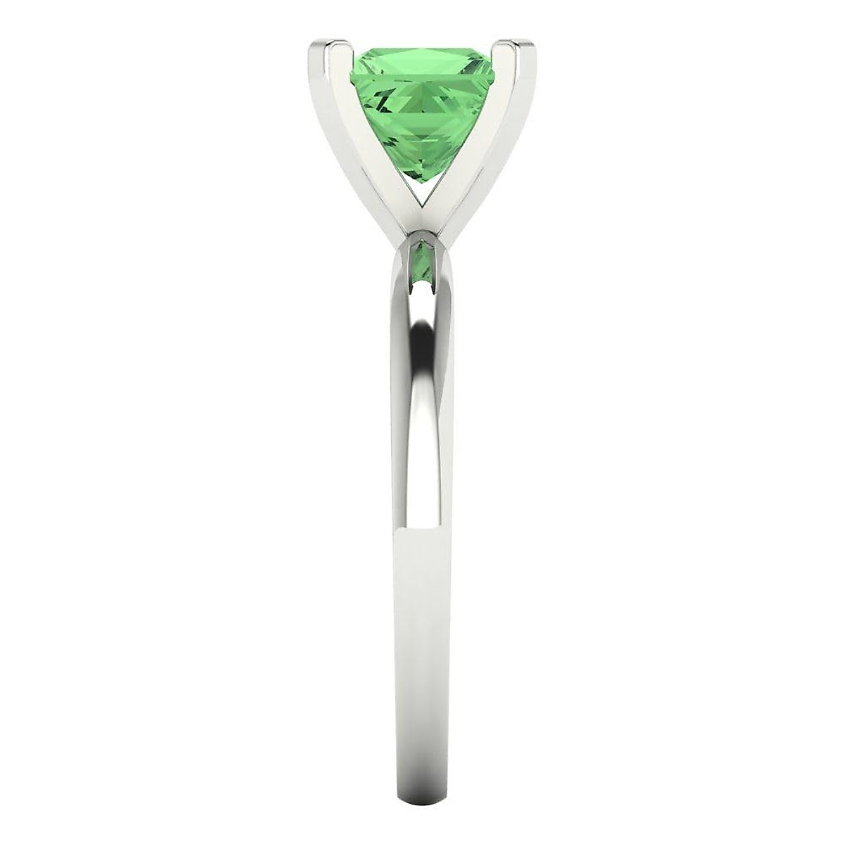 Clara Pucci 1.50 ct Princess Cut Solitaire Green Simulated Diamond Bridal Wedding Anniversary Engagement Ring 14k White Gold