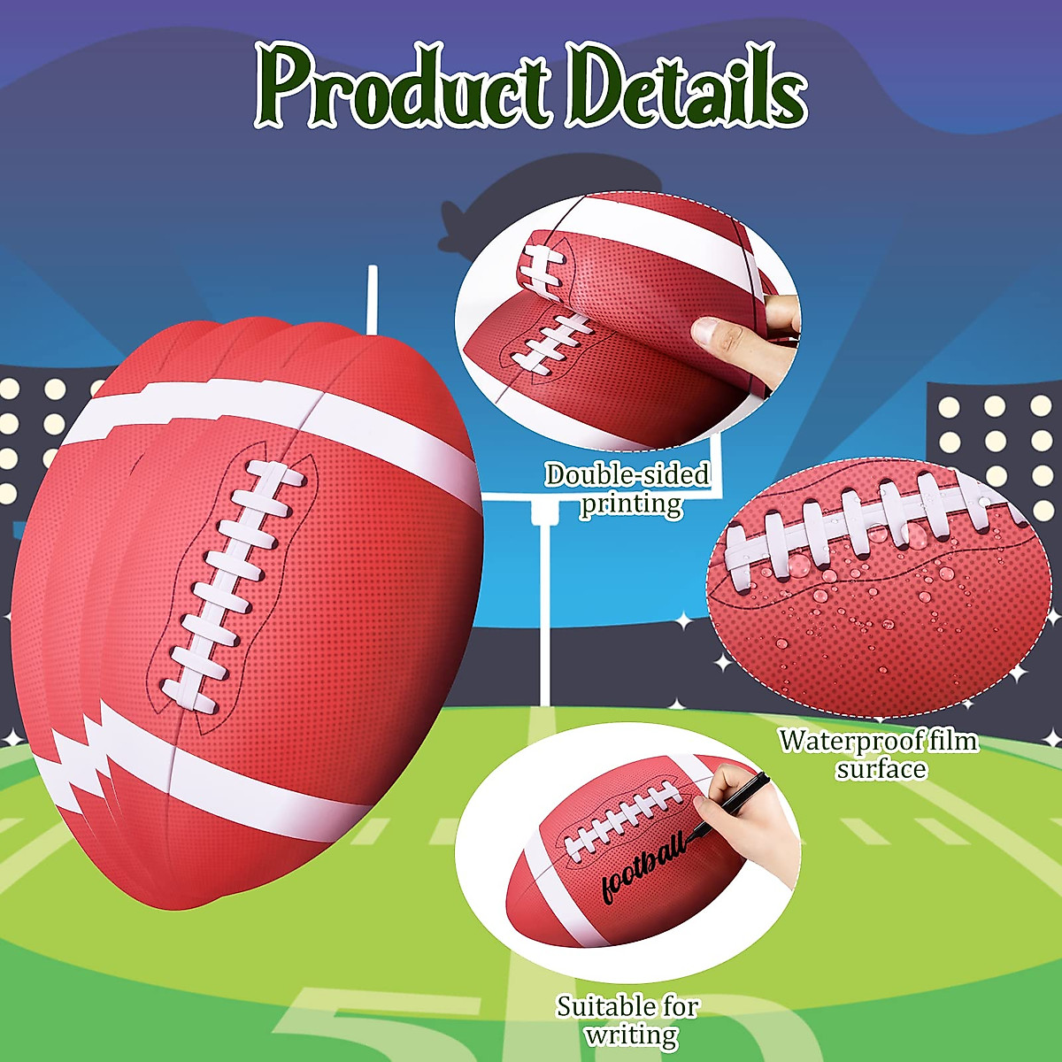 Jspupifip 120 Pcs Football Cutouts,11.8 x 7.1in Large Football Cardboard Bulletin Board Football Paper Cut Outs Sticker Decor with 200 Glue Point Dots for Classroom Sports Football Game Party Supplies