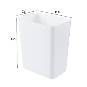 Ziglous 4.5 Gallon Plastic Trash Can Wastebasket, Deskside Bin, Small Garbage Can for Bathroom, Bedroom, Office, Kitchen, White, 3 Packs