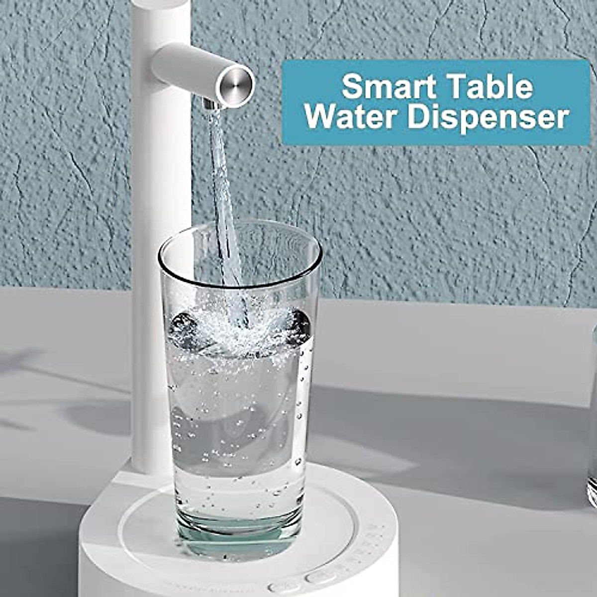 POGAIN Water Dispenser for Desktop, 7 Quantitative Levels Water Pump Mini Tablet Countertop for 1 2 3 4 5-Gallon Bottle (White)