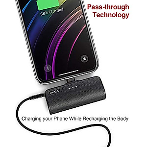 iWALK Mini Portable Charger for iPhone with Built in Cable, 3350mAh Ultra-Compact Power Bank Small Battery Pack Charger Compatible with iPhone 14/13/13 Pro/12/12 Pro/11/XR/XS/X/8/7/6,Black