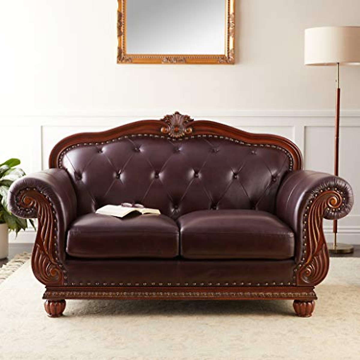 ACME Top Grain Leather Loveseat, Dark Brown Leather