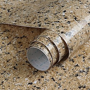 GloryTik Brown Marble Contact Paper Self Adhesive Film Peel and Stick Wallpaper 17.7''X118'' Granite Look Glossy Surface Paper Thicken Waterproof for Kitchen Countertop Bathroom Counter Decor Vinyl