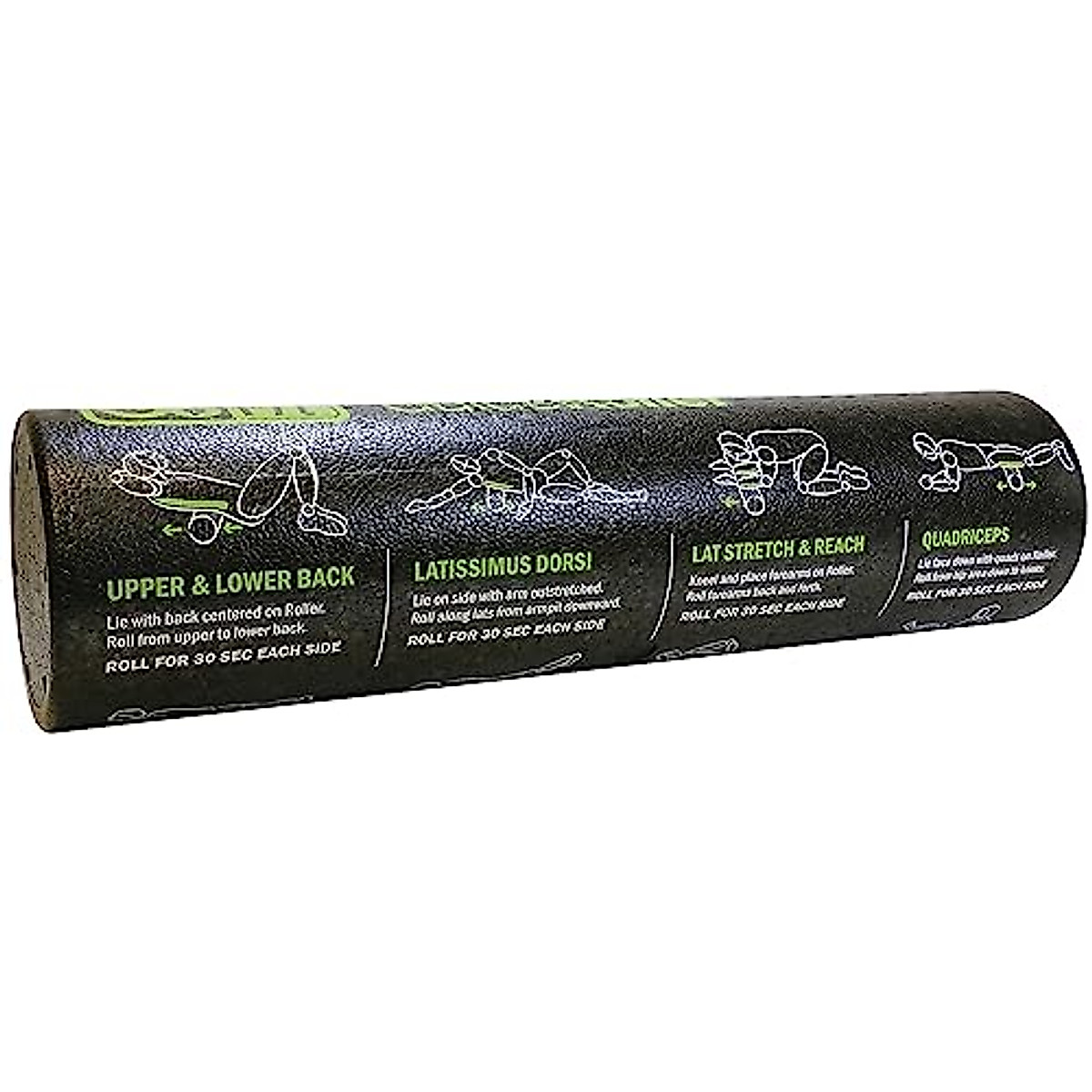 GoFit Dense Foam Massage Roller - with 12 Printed Exercises, GF-GDRL,Black