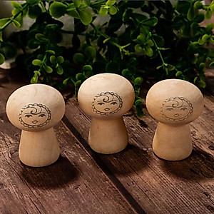 20pcs Wooden Peg Doll Unfinished Mushroom Head Shape Doll Wooden Mushroom Figures People Wooden Figures for Kids Art and Craft