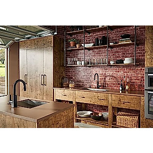 Moen Matte Black Deck Mounted Modern Soap Dispenser for Kitchen Sink with Above the Sink Refillable Bottle, 3942BL