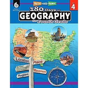 180 Days™: Social Studies, Geography for 4th Grade Practice Workbook for Classroom and Home, Cool and Fun Practice Created by Teachers (180 Days of Practice)