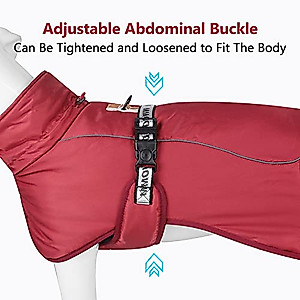 ISPET Warm Dog Coats for Large Dogs Winter Waterproof Reflective Dog Cold Weather Jacket Dog Snowsuit with Adjustable Drawstring Buckle Turtleneck Dog Vest Pet Clothes with D Ring