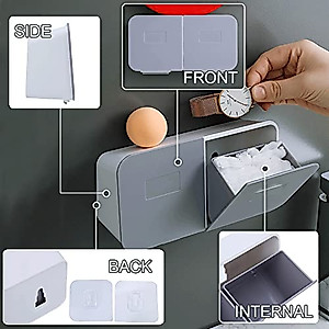 XMCMFZ Cotton Swab Storage Box Makeup Organizer for Cotton Wall Mounted Balls BallPads Holder Swabs Holder Wall Mount Makeup Pads Storage Canister for Bathroom Bedroom (Gray)