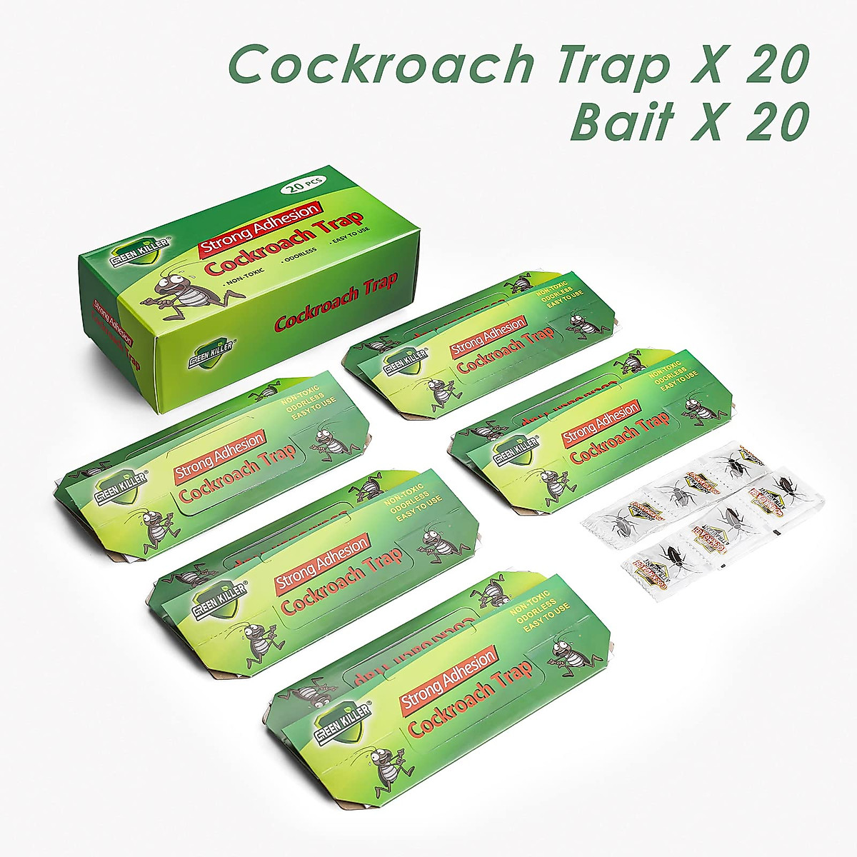 (20 Pack) Roach Traps Indoor,Roach Killer Indoor Infestation, Cockroach ...