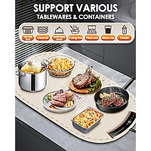 MONKRICT Electric Warming Tray, Thermochromic Fast Heating Warming Mat for Food with 8 Temperature Settings, Auto Shut-Off & Child-Lock, Portable Silicone Food Warmer for Buffet, Parties, Everyday Use