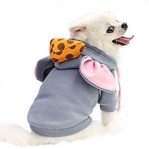 HongGun Dog Hoodies Winter Warm Dog Sweatshirt Outfit Fashion Sweater Pomeranian Clothes Rat Costume for Cats Puppy Small Medium Dogs (S-Grey), S---Back Length 29cm