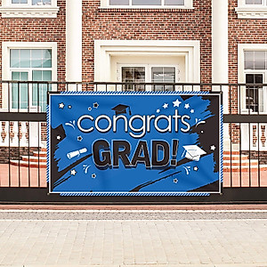 Graduation Banner 2022 Congrats Grad Banner for Graduation Party Supplies 2022, Large 70.87 x 43.31 Inch Graduation Decorations Fabric Graduation Backdrop(Blue)