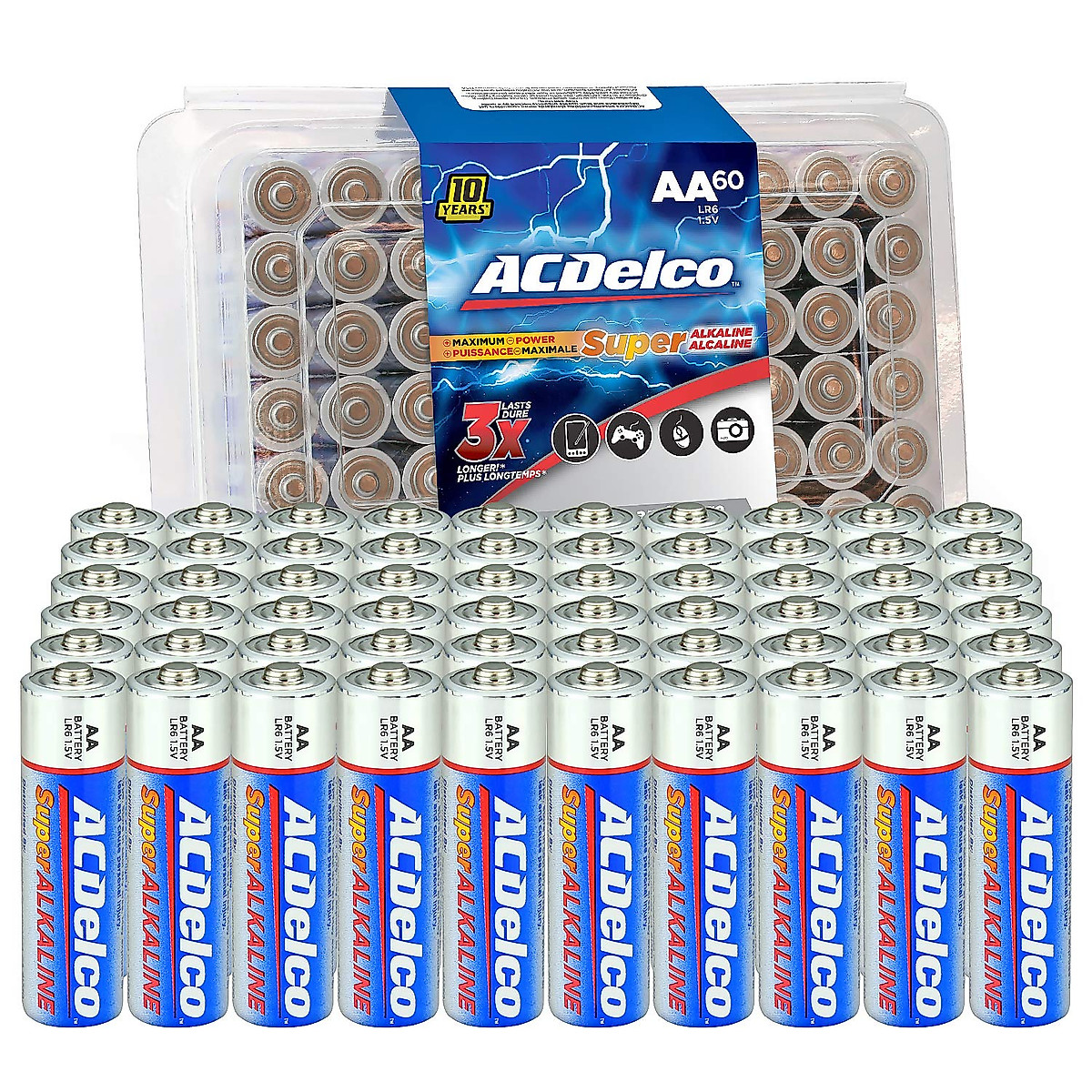 ACDelco 120-Count AAA and AA Batteries | Maximum Power Super Alkaline Battery | 10-Year Shelf Life