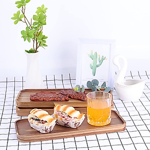 Solid Acacia Wood Serving Trays and Platters (14 x 5.5 in) Rectangular Wooden Serving Platters,Wood Boards for Food, Vegetables, Fruit, Charcuterie, Appetizer Serving Tray, Cheese Board (3 pcs)