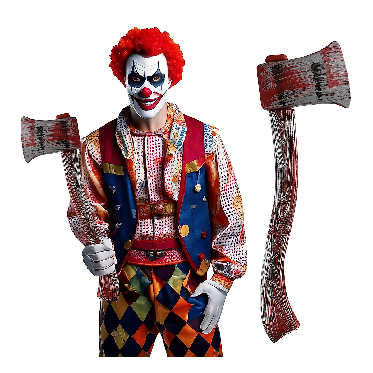Nicky Bigs Novelties Adult Fake Plastic Bloody Axe Prop - 3 Piece Long Axe Handle Lumberjack Costume Halloween Decoration