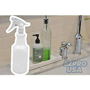 EZPRO USA Transparent Empty Spray Bottles 32 oz 4 Pack | Industrial Sprayer | Heavy-Duty Spray for Hair | Pet Grooming Cat Training | Auto Car Detailing | Cleaning Janitorial | 32 ounce Plant Mister