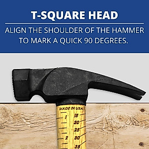 Boss Hammer Premium 4340 Steel Rip Claw Hammer with Tough Tennessee Hickory Handle - 18 oz, Cerakote, Rip Claw Design, Smooth Faced - BH18STHI16S