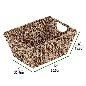 mDesign Natural Woven Seagrass Nesting Closet Storage Organizer Basket Bin for Kitchen Cabinets, Pantry, Bathroom, Laundry Room, Closets, Garage - 2 Pack - Natural/Tan