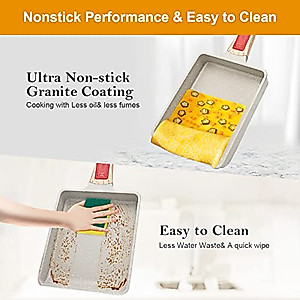 Bobikuke Japanese Omelette Pan, Nonstick Tamagoyaki Pan Rectangle Egg Frying Pan, Square Pan Omelet Pan with Removable Handle 7.48 * 6.3 * 1.57 Inches, Oven& Dishwasher Safe (White)