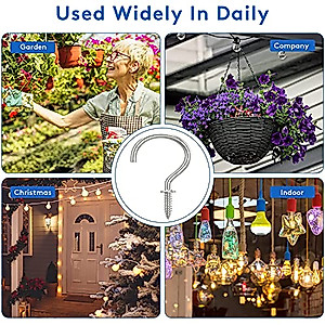 Hulless 1 Inch Metal Cup Hooks Ceiling Screw Hooks 120 Pcs for Attachment and Suspension, Silver