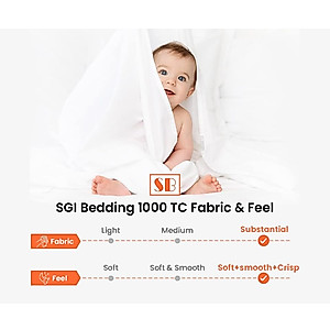 SGI bedding Luxury 4 Piece Egyptian Cotton Sheets King Size - 1000 Thread Count, 100% Cotton Sheets, 15" Deep Pocket Sheet Set, Breathable, Soft and Premium Cotton - White