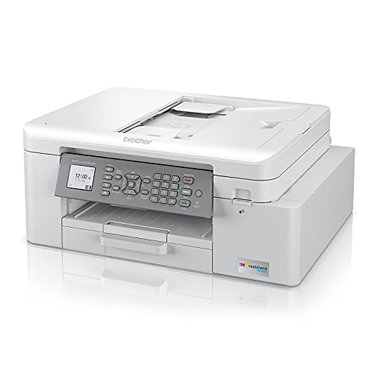 Brother INKvestment Tank MFC-J4335DWB Wireless Color All-in-One Inkjet Printer, White - Print Copy Scan Fax - 20 ppm, 4800 x 1200 dpi, Auto Duplex Printing, 20-Sheet ADF, CBMOUN Printer Cable
