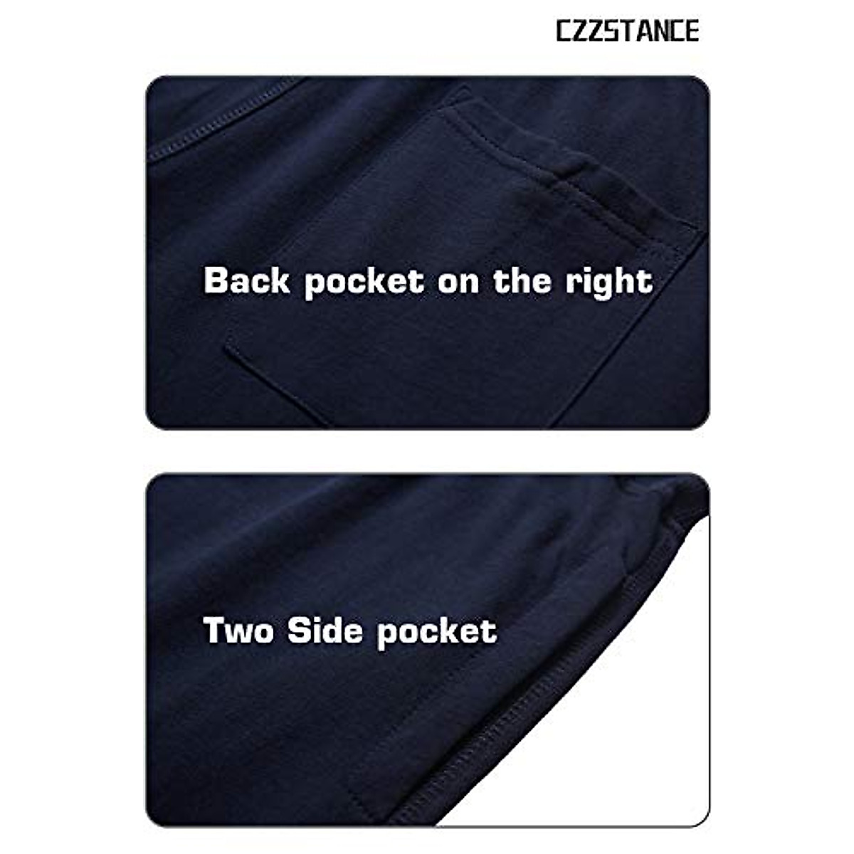 czzstance Mens Shorts Casual Cotton Athletic Shorts Drawstring Workout Running Shorts with Pockets Navy
